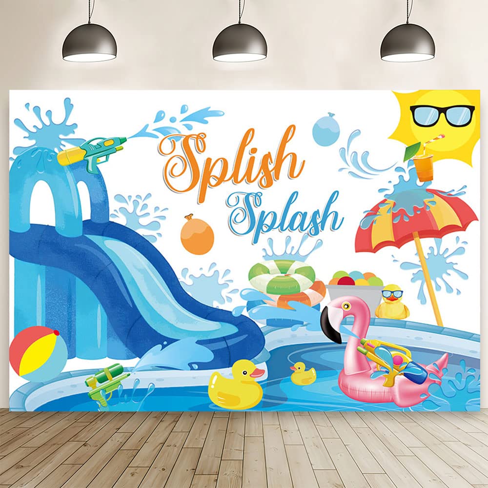 Amazon.com : MEHOFOND 10x7ft Soft Summer Splish Splash Backdrop Pool ...