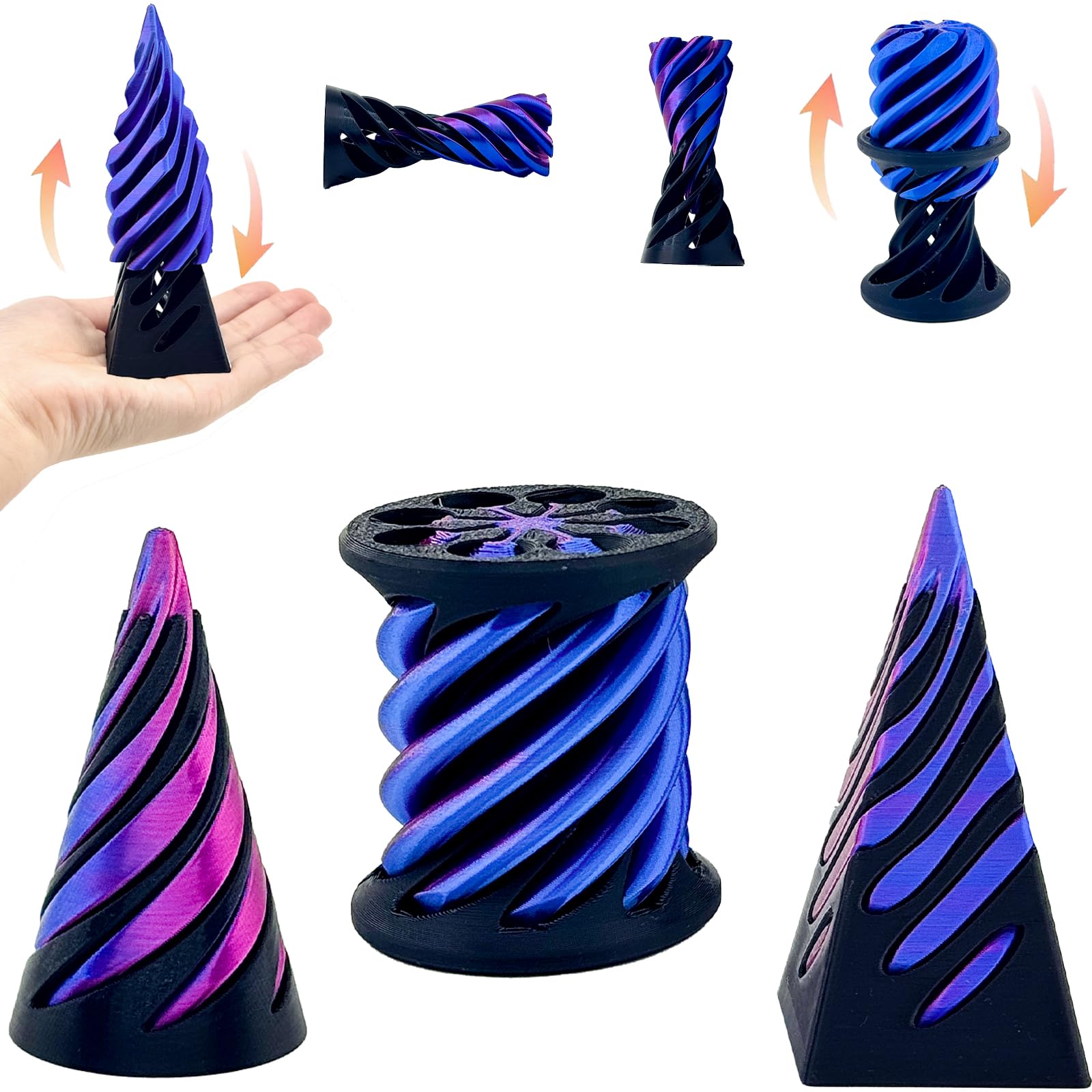 Amazon.com: 3 Packs Impossible Cone, Spiral Cone Fidget Toy 3D Printed ...