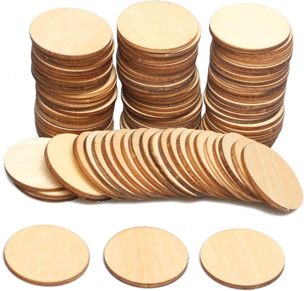 Belle Vous 25 Pack Wooden Unfinished Round Circles - 10cm/3.94 Inches ...