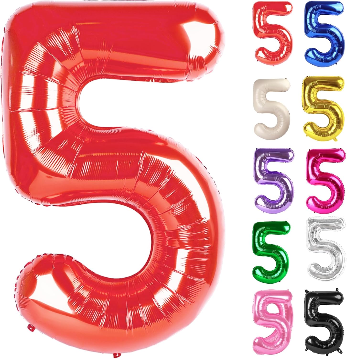 Amazon.com: Red Number 5 Balloon 40 Inch, 5 Balloon Number, 5th ...