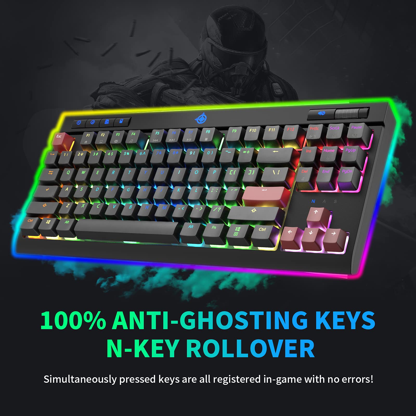 STOGA Mechanical Gaming Keyboard,87 Keys Wired Gaming Keyboard,LED ...