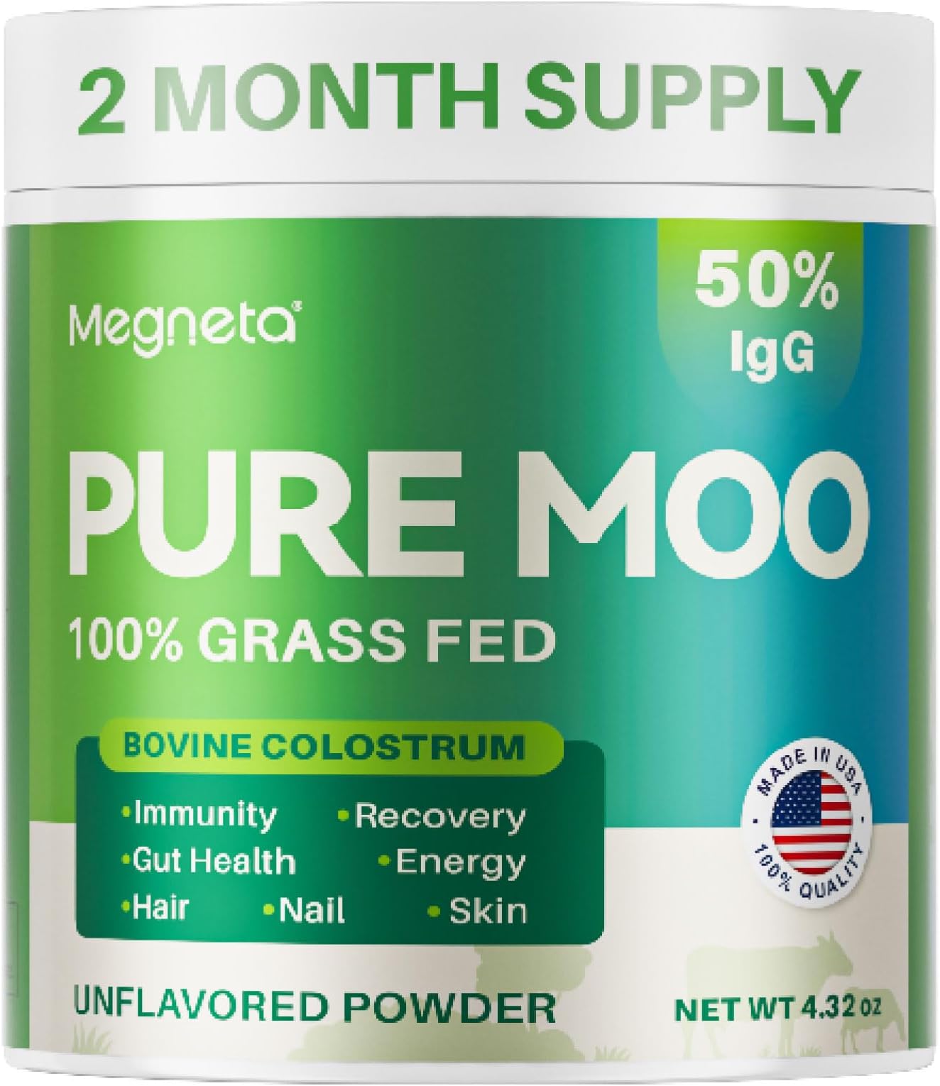 Amazon.com: MEGNETA Colostrum Powder, 12H First Milk, 50% IgG, Grass ...