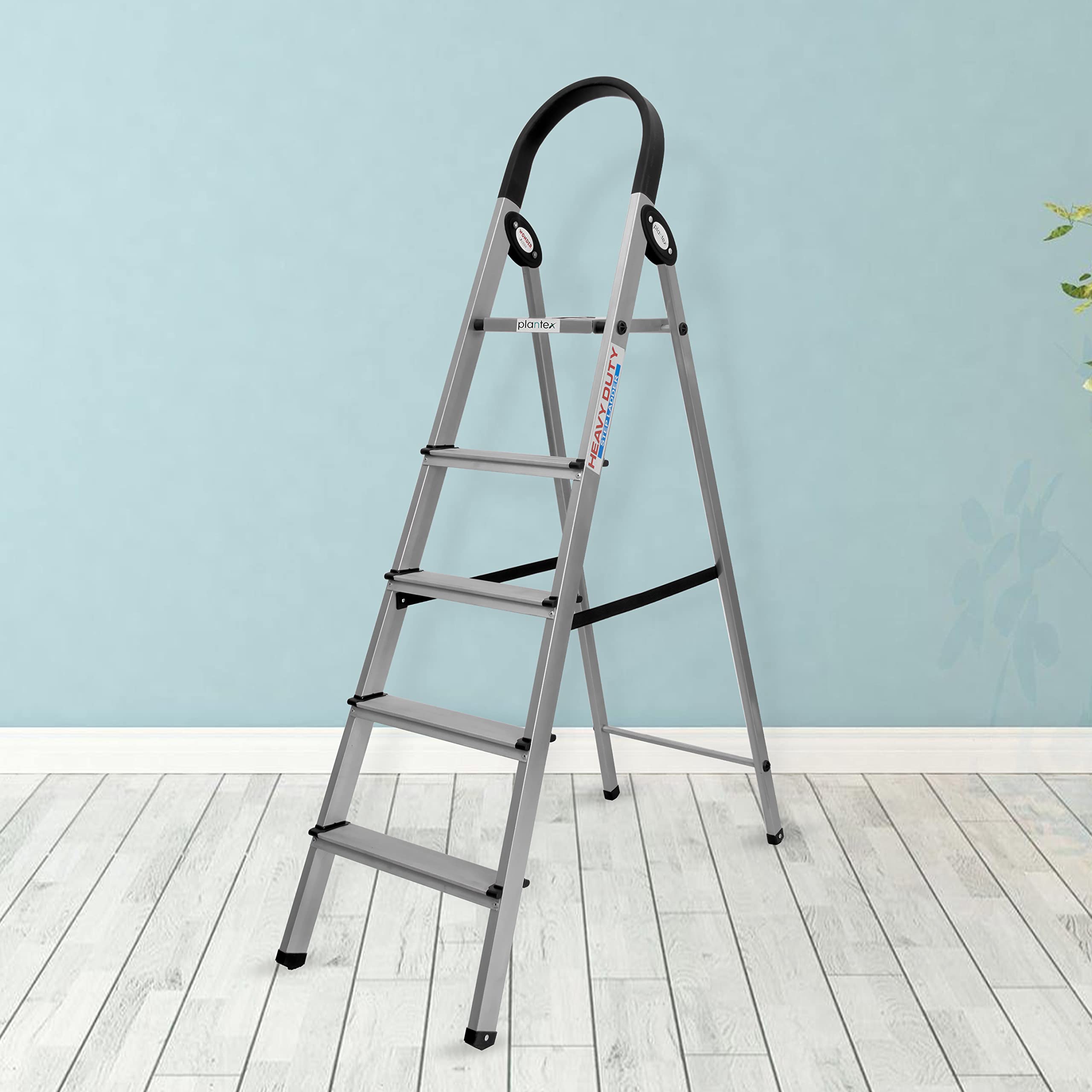 Plantex Wonder 5 Steps Aluminium Ladder for Home/Strong Anti-Slip Steps ...
