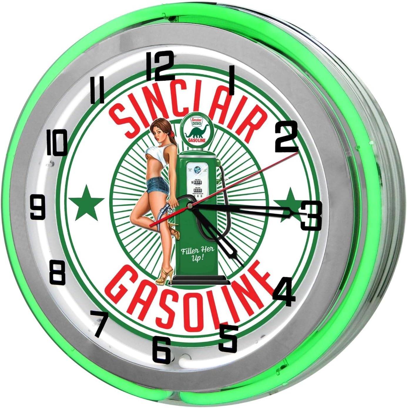 Amazon.com: Decorative Concepts Double Neon Garage Clock, Green, 19 ...