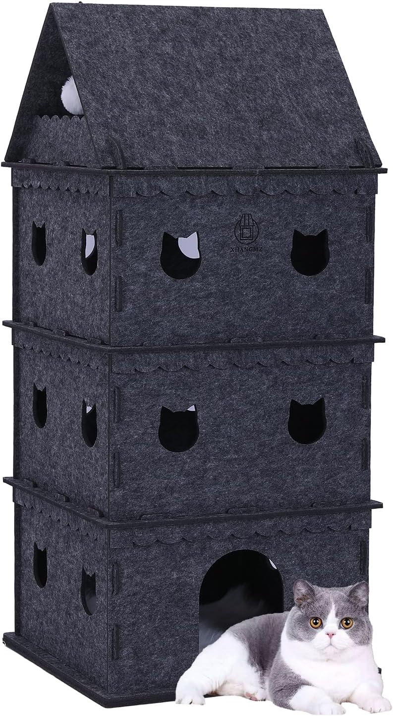 Amazon.com : 4-Storey Cat House for Indoor Cat Condos,Pet Cat Bed ...