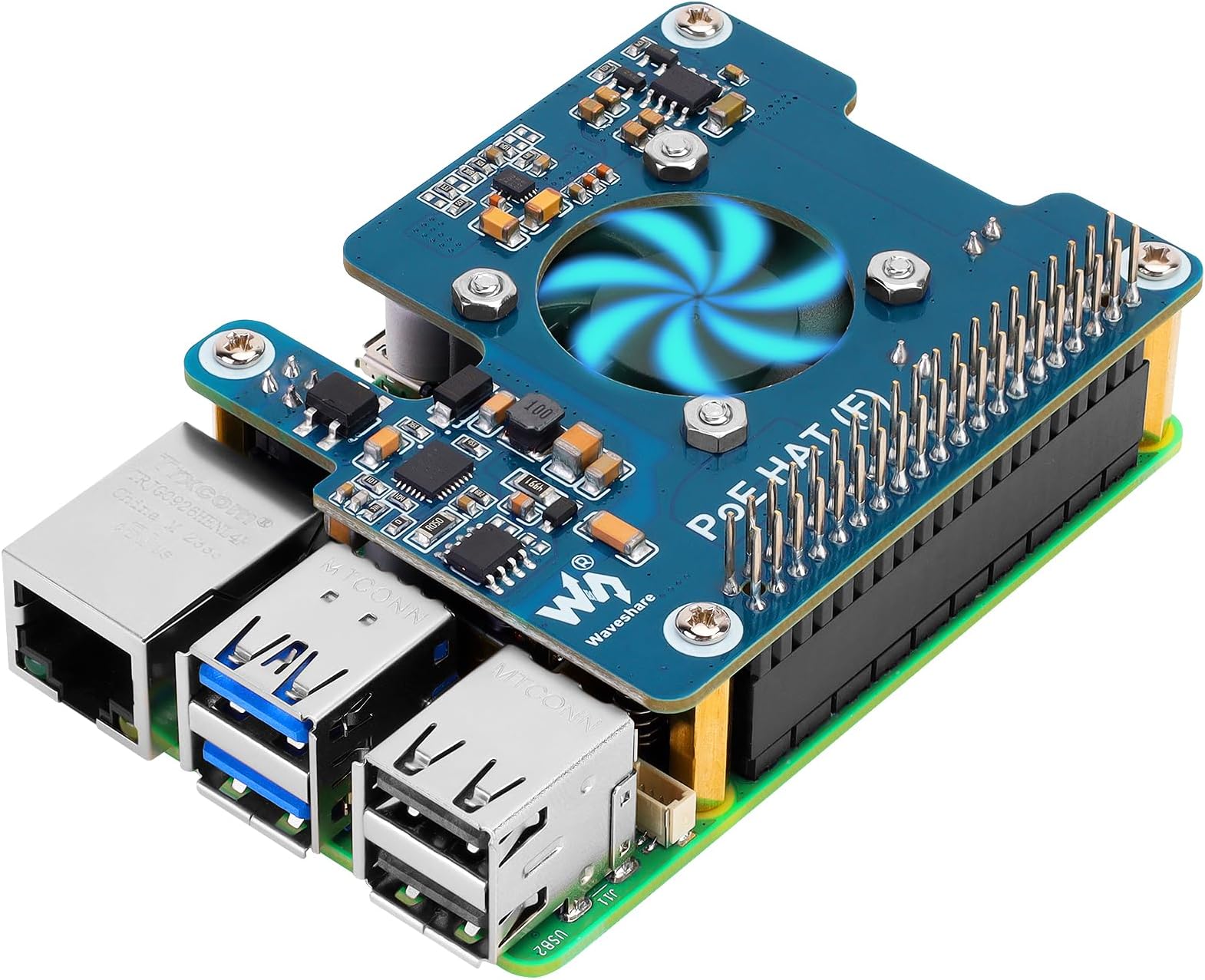 Amazon.com: Waveshare PoE HAT (F) Compatible with Raspberry Pi 5, High Power, Onboard Cooling ...