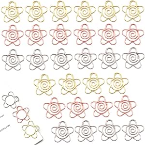RuiChy 30 Pcs Flower Paper Clips, 25mm Cute Flowers Metal Paperclips ...