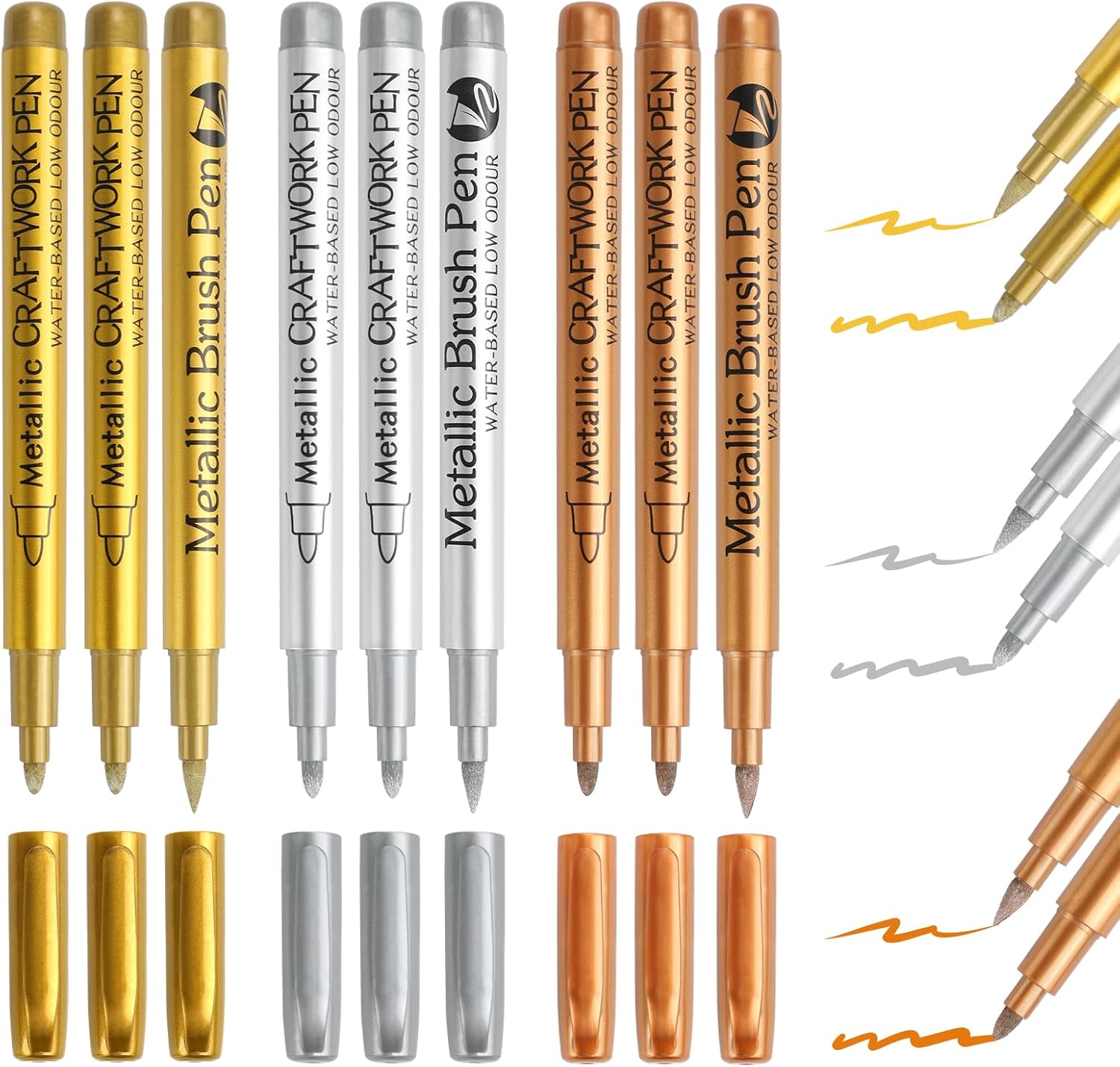 Amazon.com : PEAKTOP 9PCS Metallic Marker Pens, Gold Silver Permanent ...