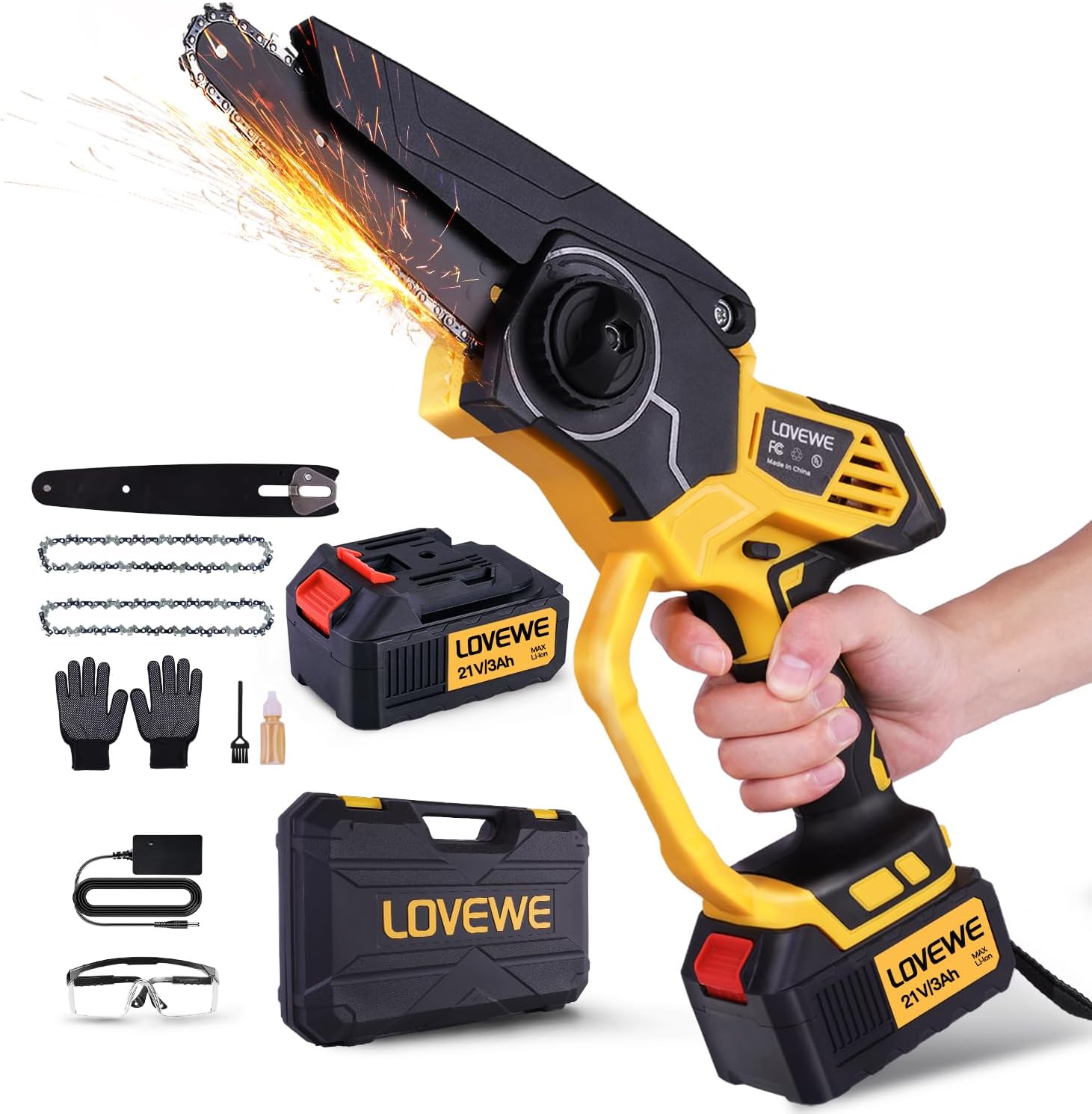 Amazon.com: Mini Chainsaw Cordless 6-Inch, 650W Electric Chainsaw with ...