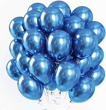 Amazon.com: RUBFAC Blue Metallic Balloons, 70pcs, 10 Inches, Royal Blue ...