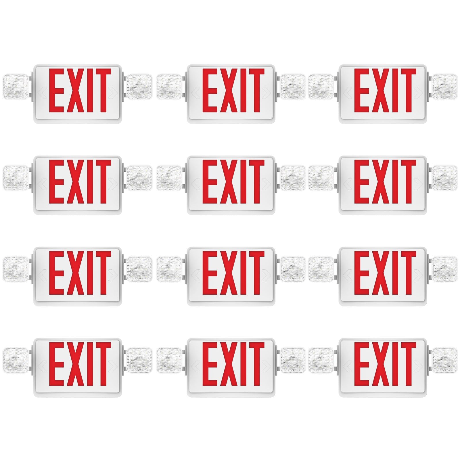Sunco 12 Pack Red Exit Signs With Emergency Lights, Two Adjustable ...