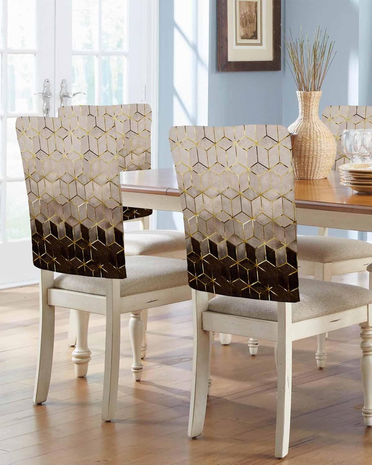 Amazon.com: Savannan Dining Chair Back Covers, Geometric Pattern ...