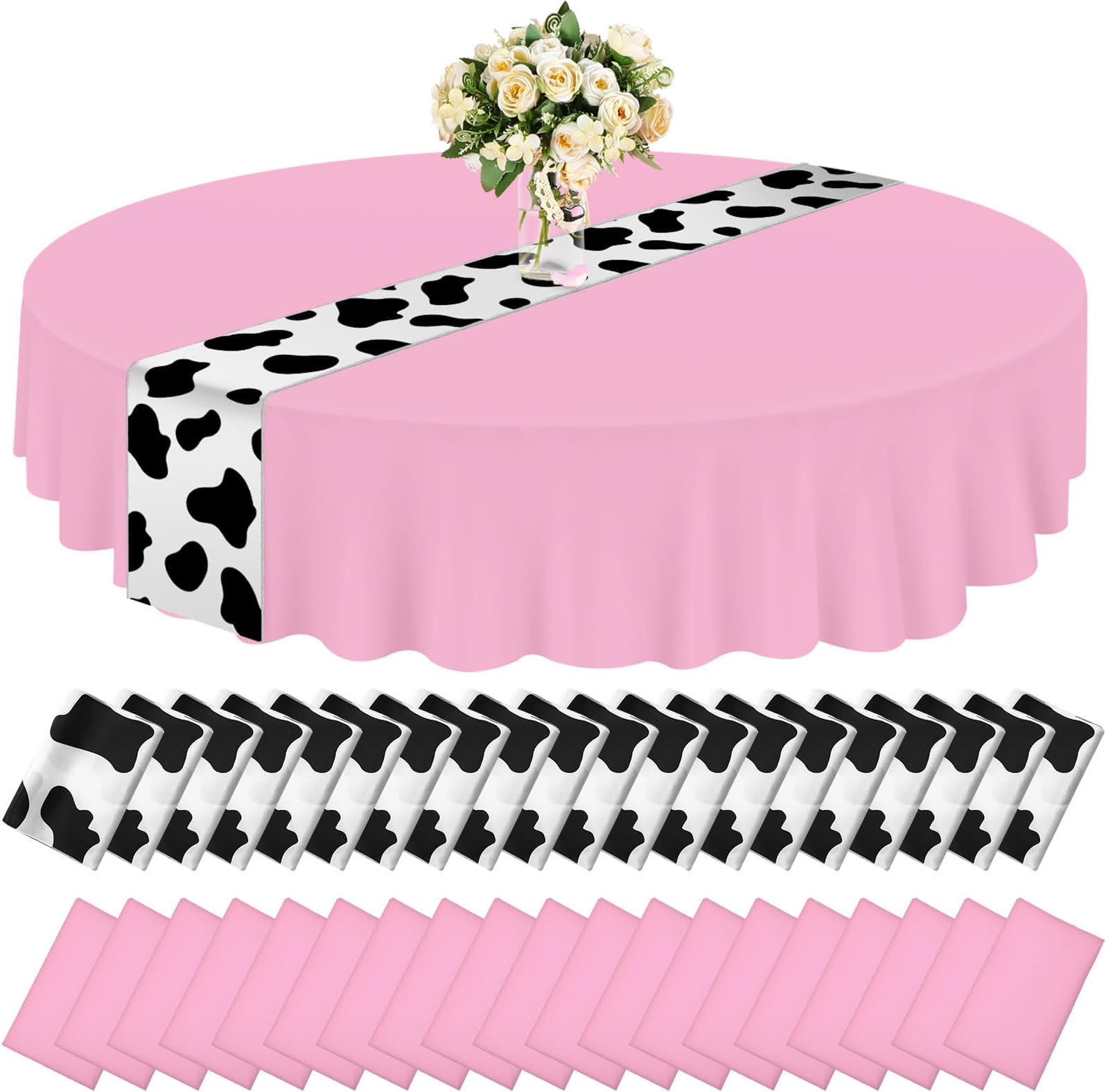 Amazon.com: Buryeah 6 Set Disposable 84 Inch Round Plastic Tablecloths ...