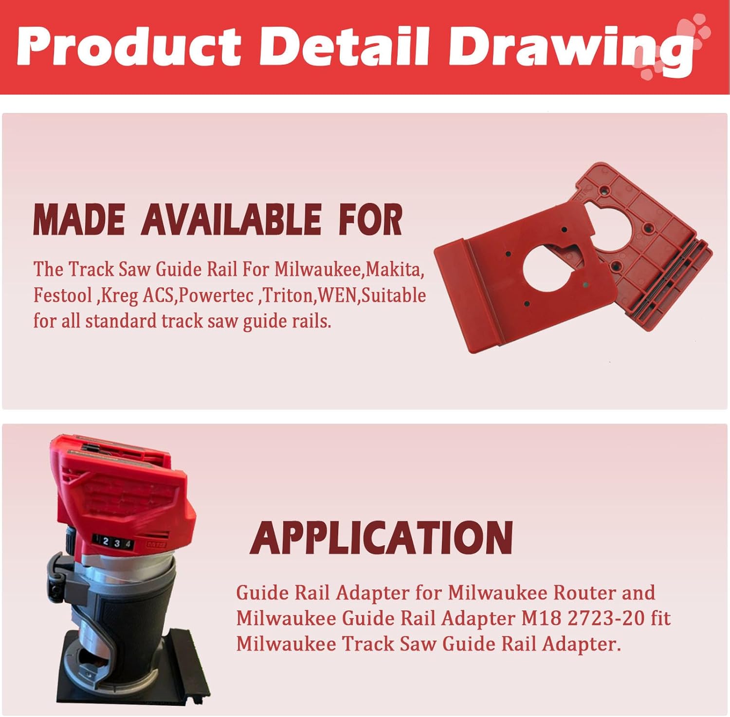 2723-20 Router Guide Rail Adapter Fits For Milwaukee Track Saw Guide ...