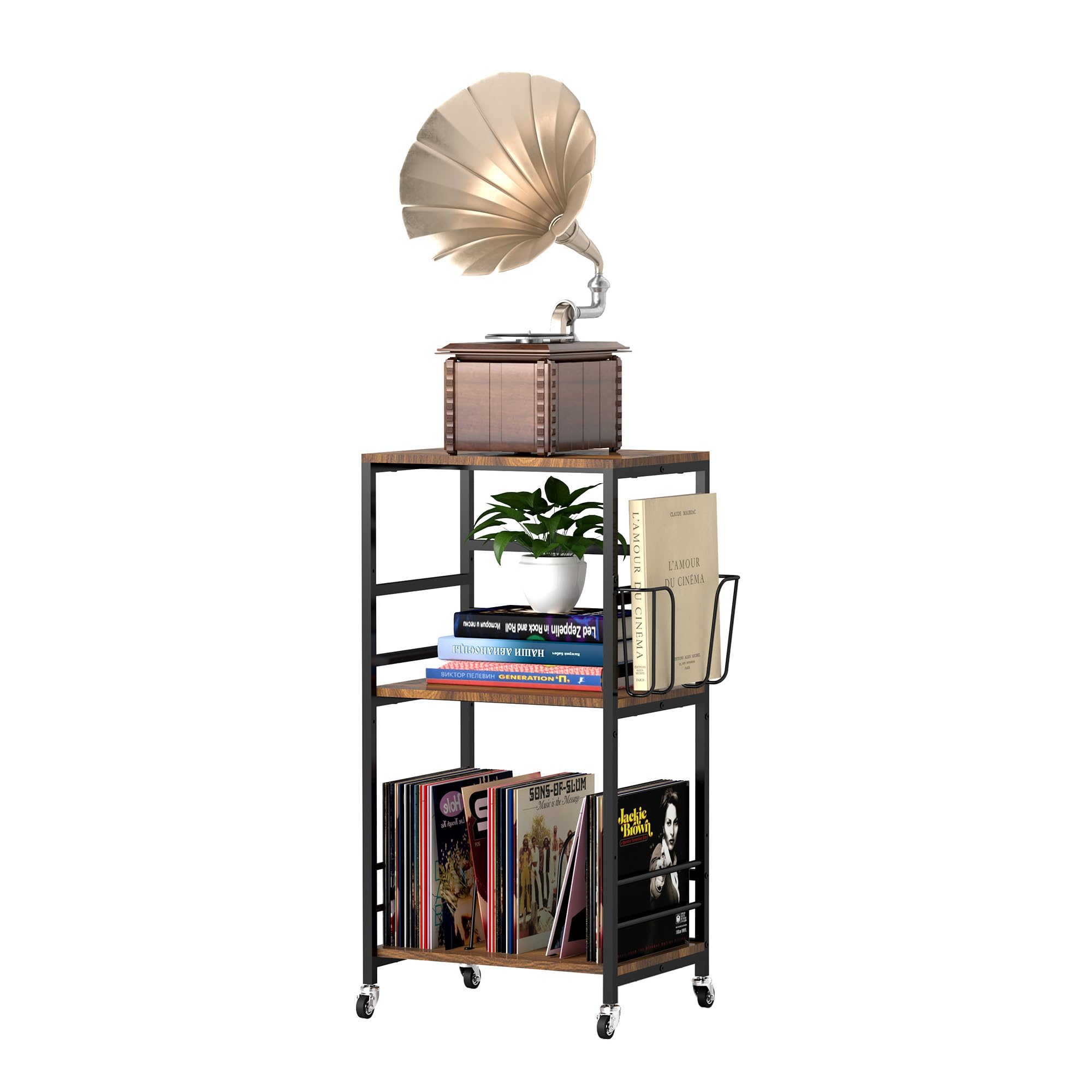 Amazon.com: Qriocioa Vinyl Record Storage with Record Player Table 3 ...