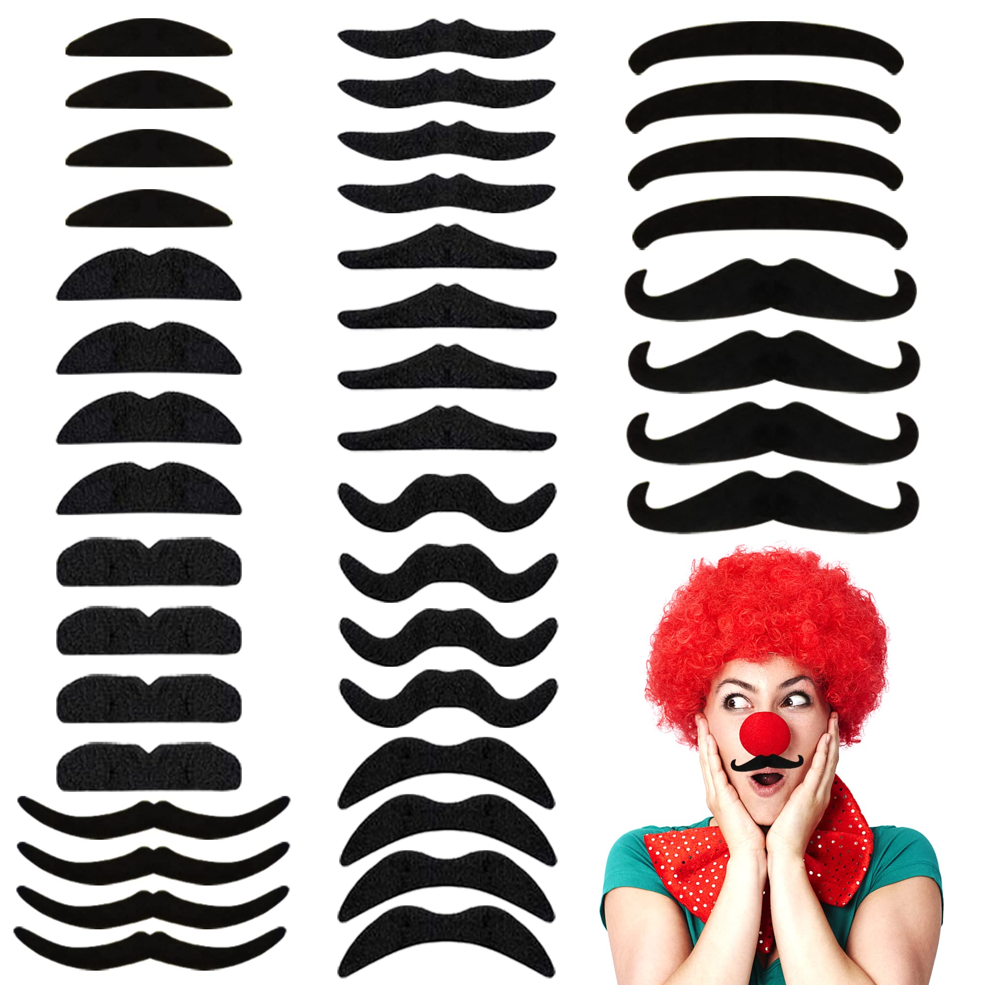 Amazon.com: 40Pcs Fake Mustaches,Novelty Self Adhesive Mustaches,Black ...