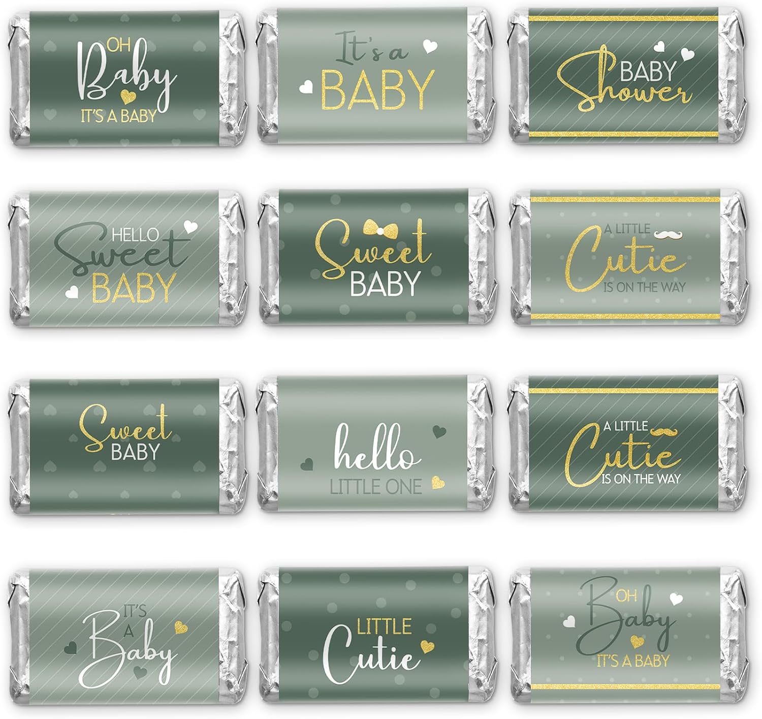 Amazon.com: Clabby Baby Shower Candy Wrappers, Shower Mini Candys Bar ...