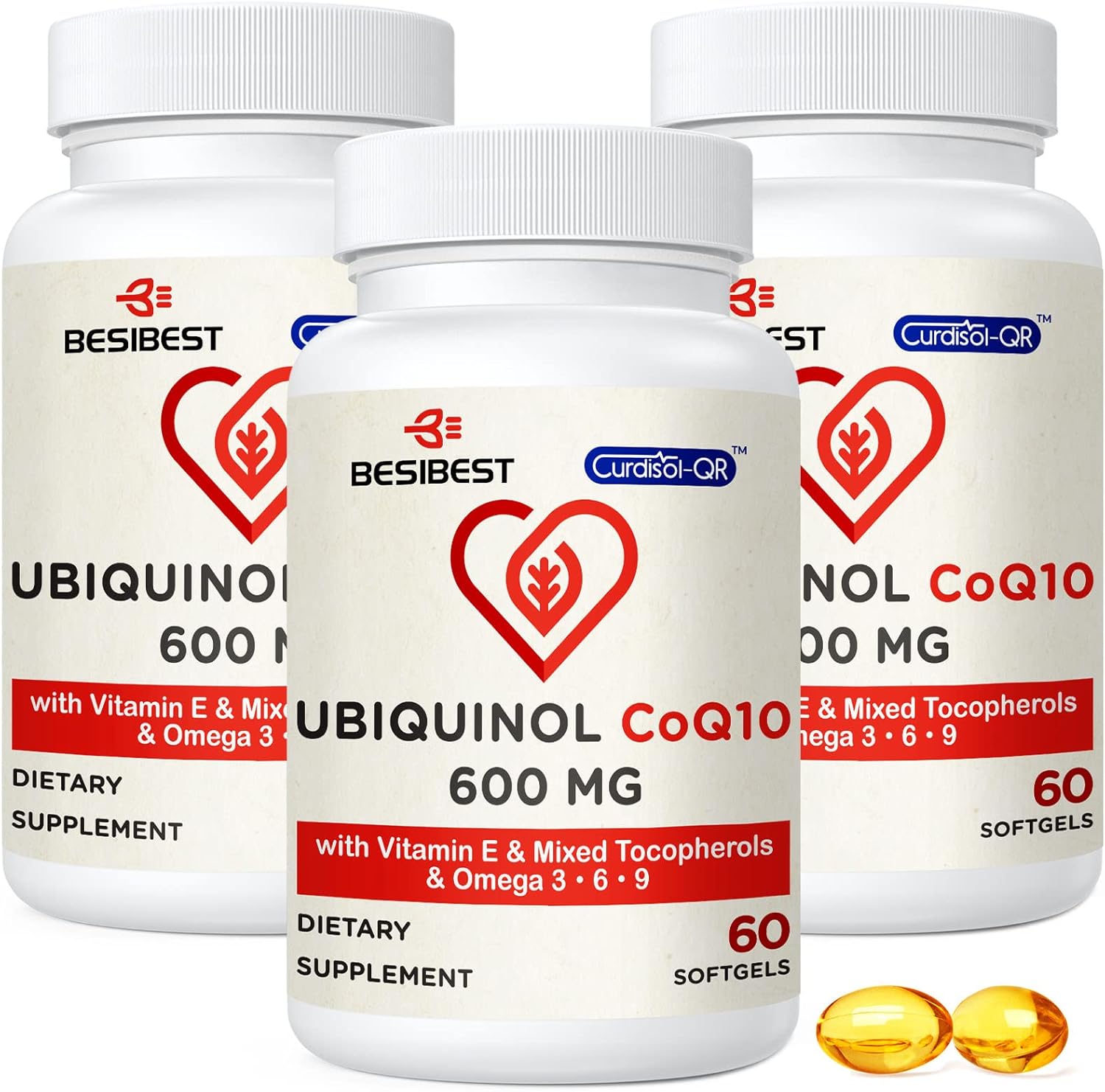 Amazon.com: Ubiquinol CoQ10-600mg-Softgel, Active Coq10 Ubiquinol ...