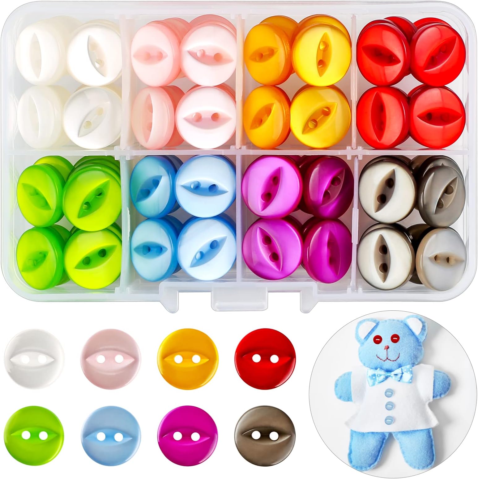 100 Round Baby Star Buttons 2 Hole 14mm (Size 22) - Baby Blue : Amazon ...