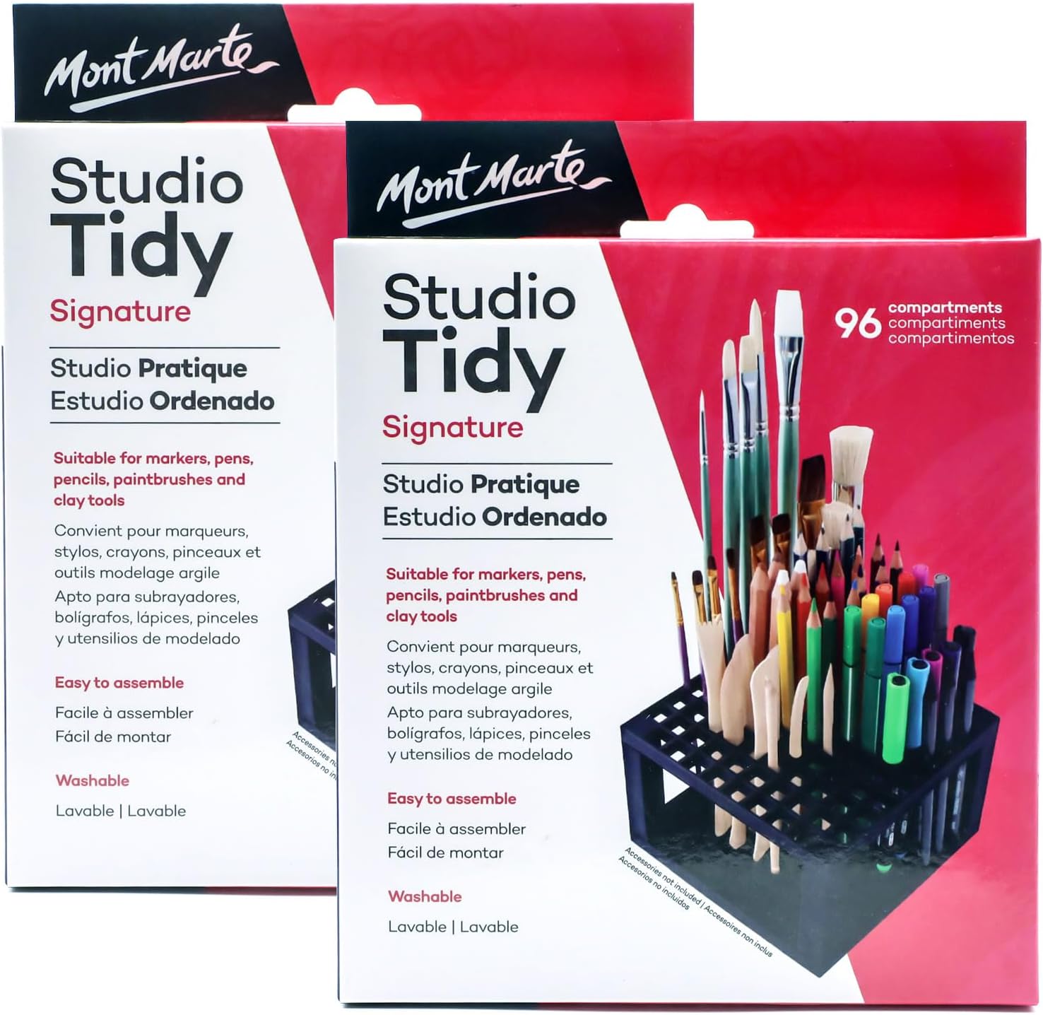 Amazon.com: Mont Marte Studio Tidy 2 Pack. 96 Hole Plastic Pencil ...