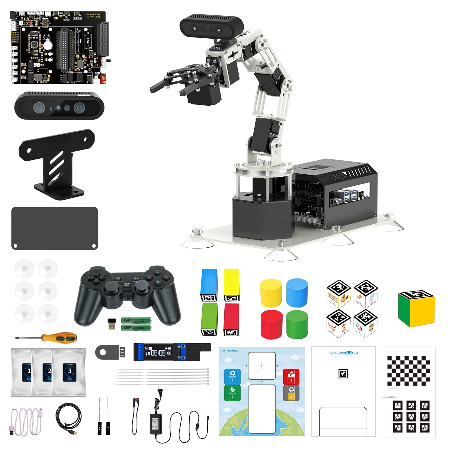 Amazon.com: Yahboom 6DOF Program Robotic Arm Kit 3D Adaptive Gripping ...