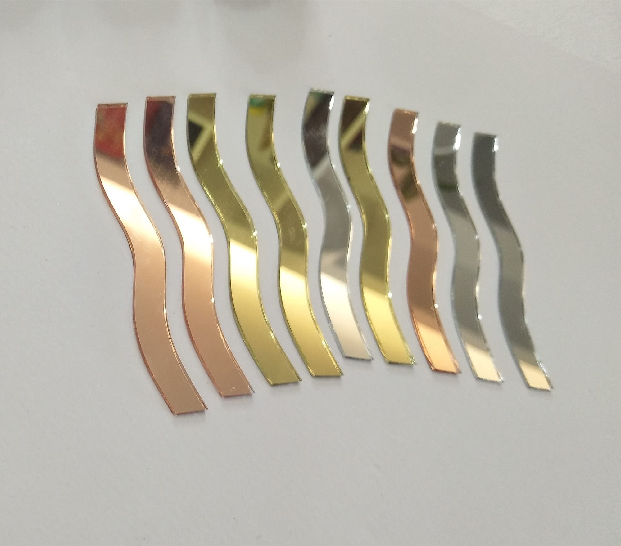 Snapklik.com : 100pcs Of 3 Wave Glass Mirror Mosaic,Wavy Rectangle ...