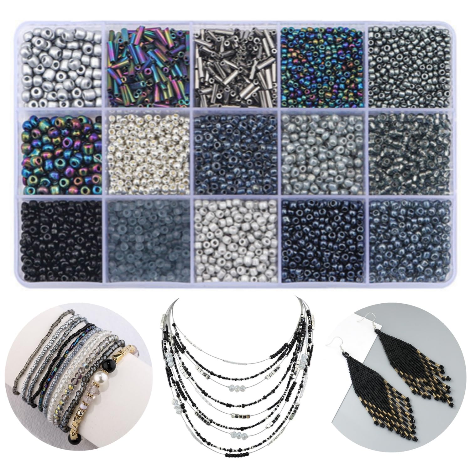 Amazon.com: GorgGorho 15 Color 4mm Small Assorted Glass Seed Beads,3mm ...