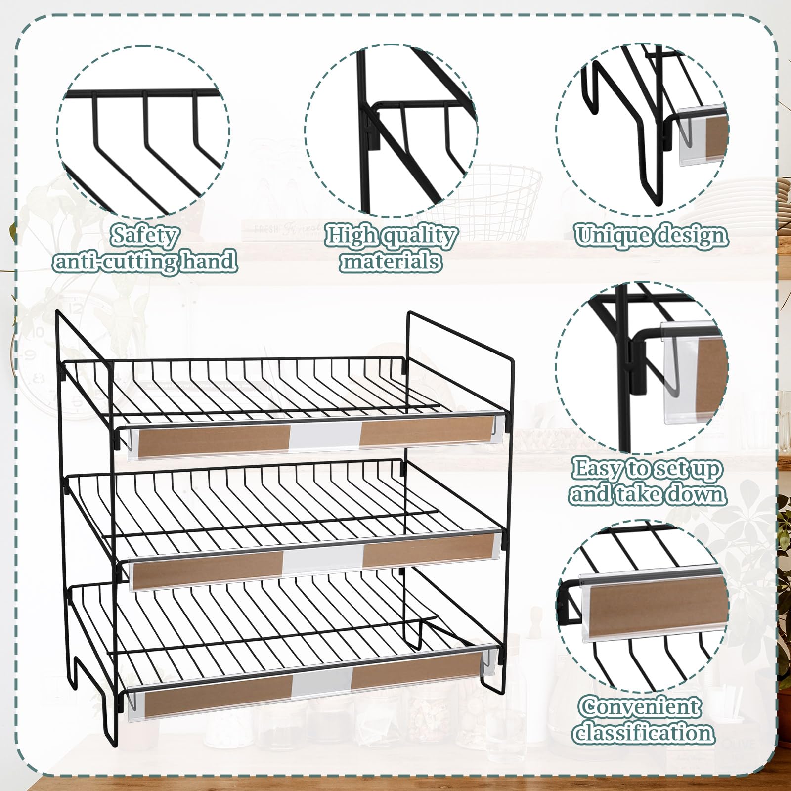 Gejoy 3 Tier Candy Display Rack 23.03 x 23.03 x 13.31 Inch Chips Snack ...