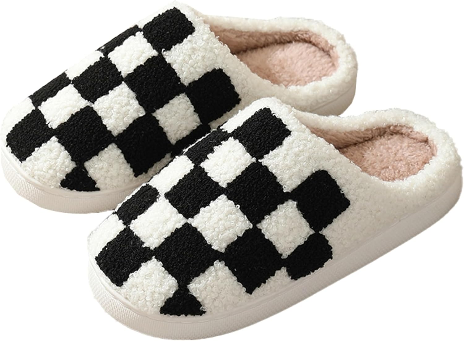 Amazon.com | Checkered Women's Fuzzy Memory Foam House Slippers ...