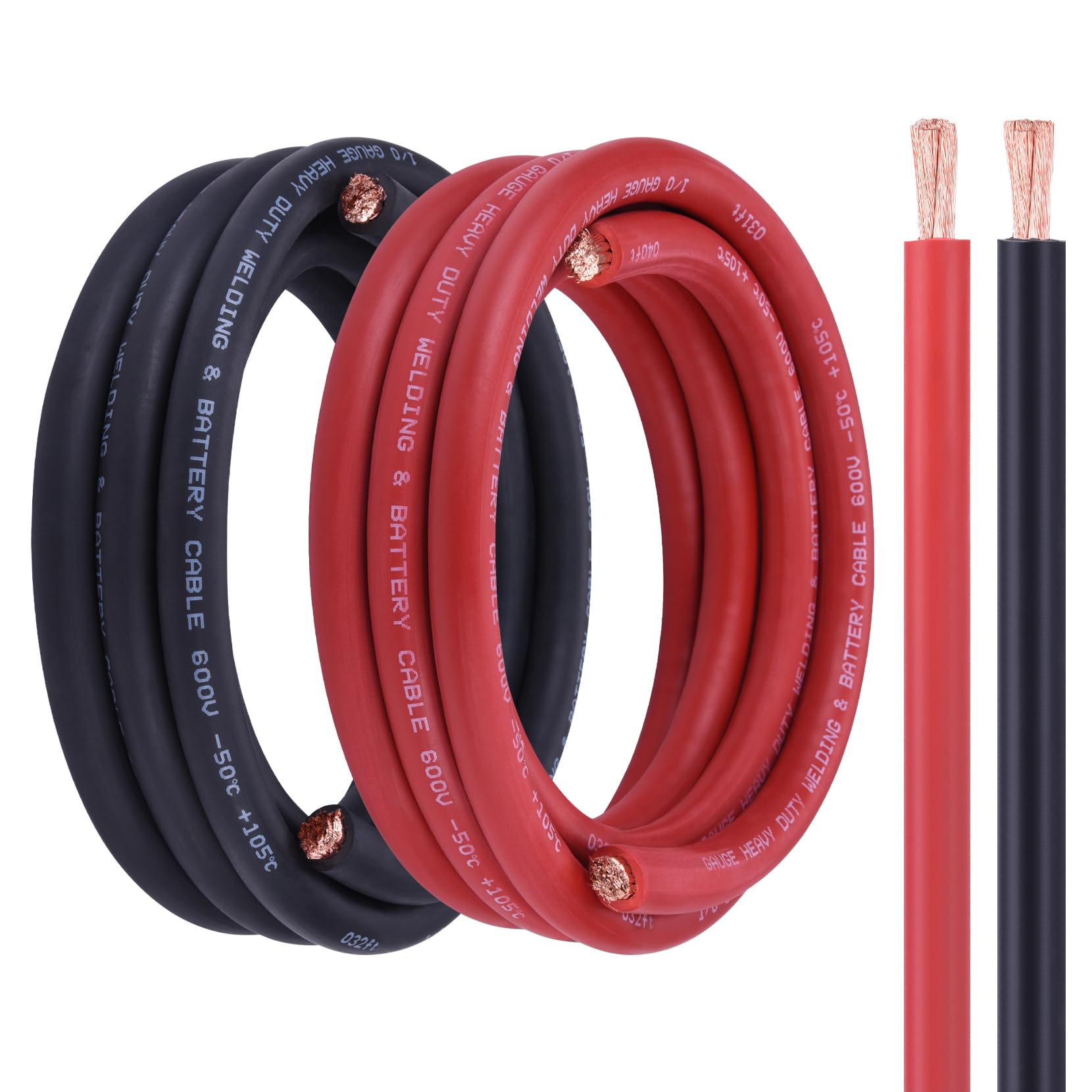 Amazon.com: Geosiry 1/0 Gauge Battery Cable, 10FT Red + 10FT Black 1/0 ...