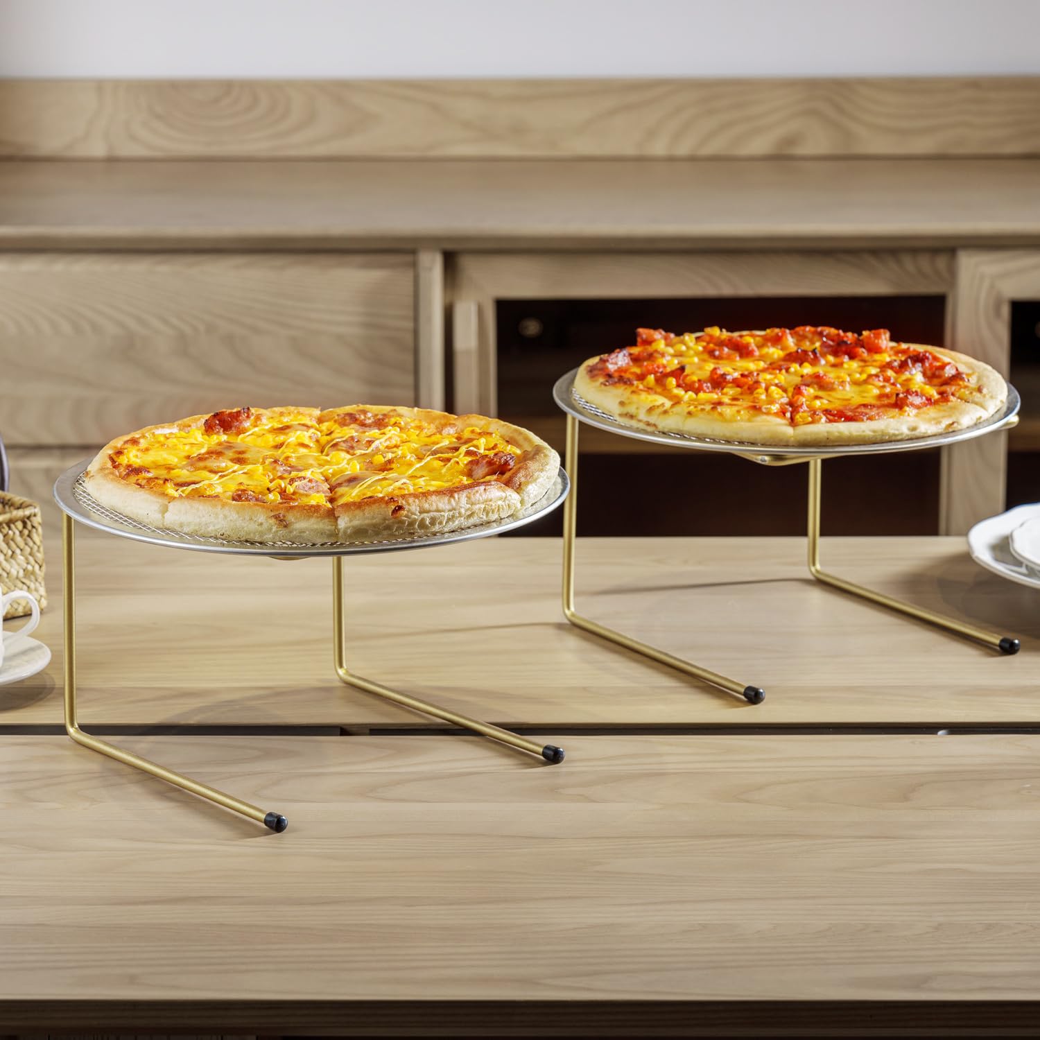 Snapklik.com : MyGift Brass Metal Pizza Table Stands