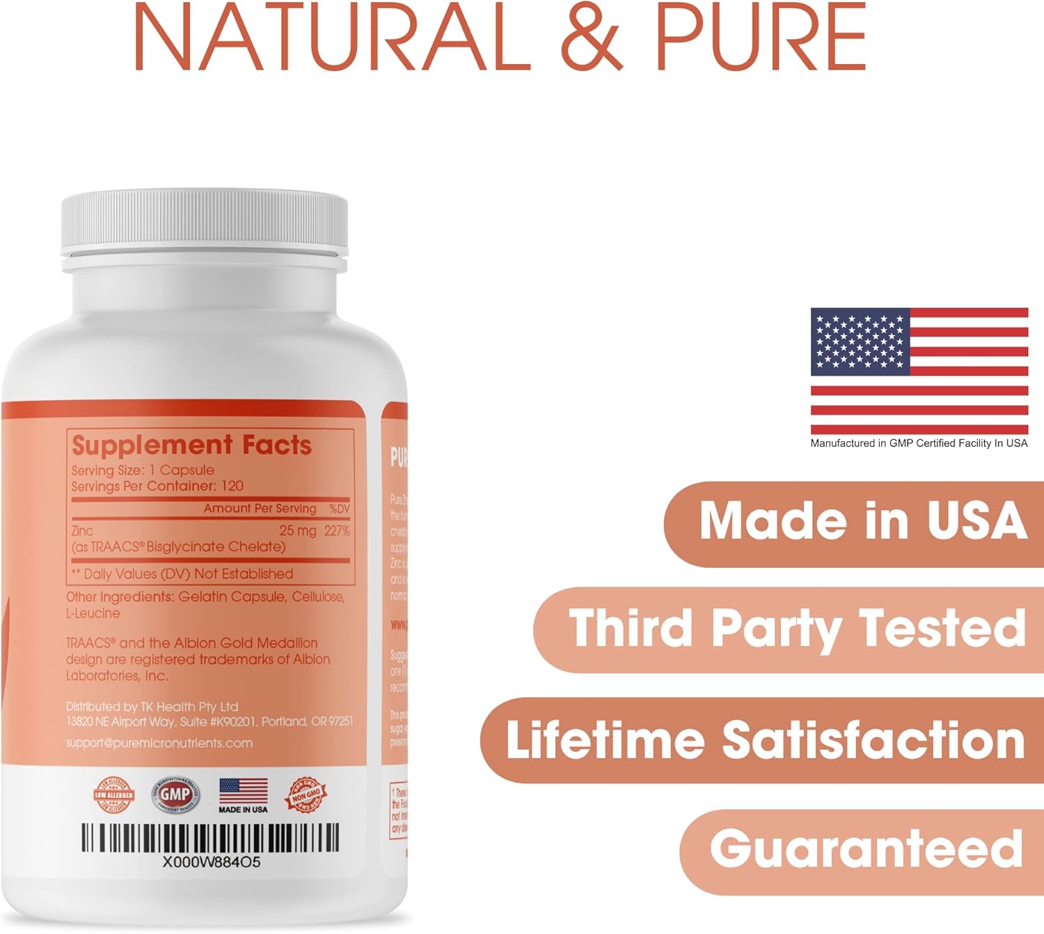 Suplemento de vitamina de zinc puro, suplementos naturales de glicinato ...
