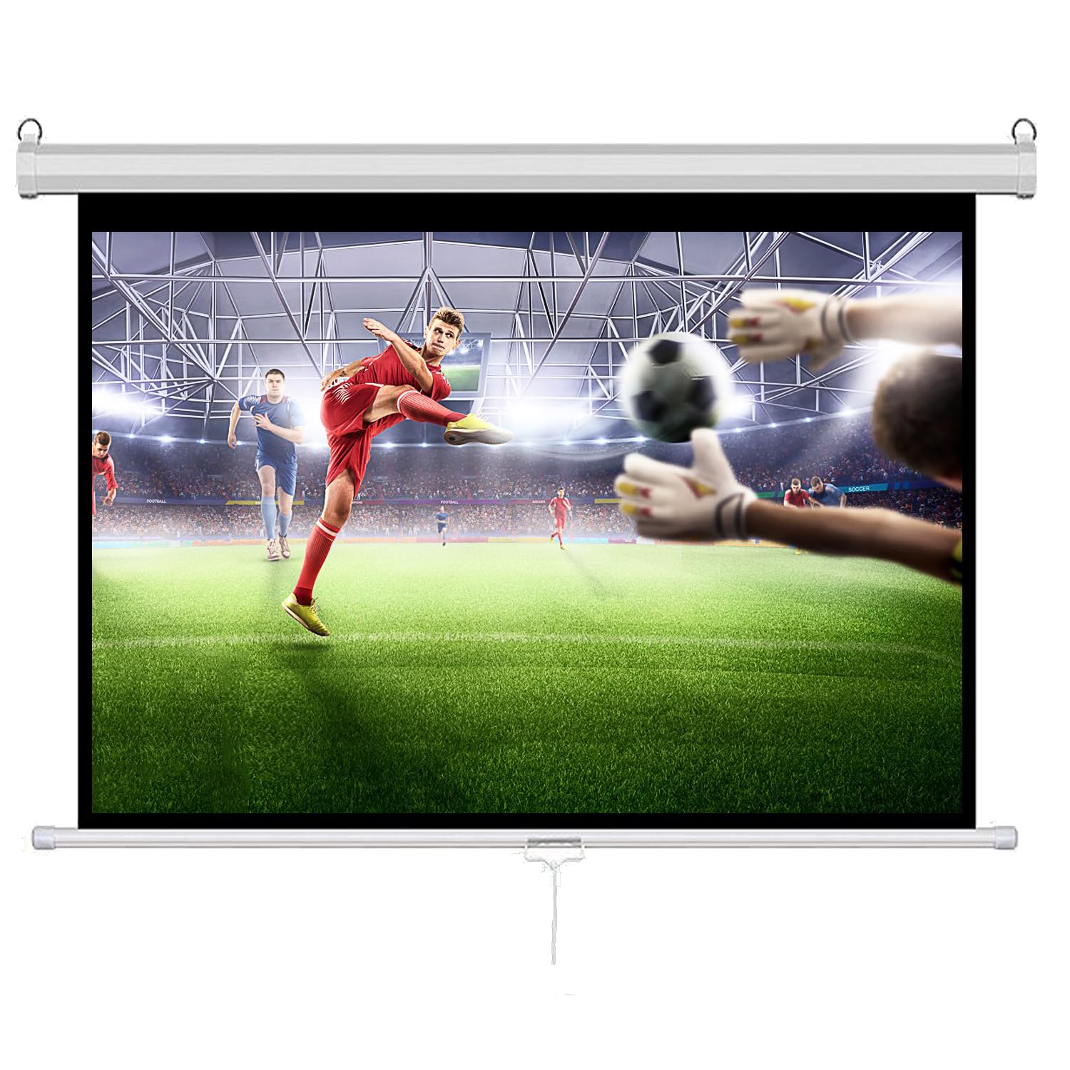 INMOZATA Pull Down Projector Screen 84 inch/186x105cm Wall & Ceiling ...