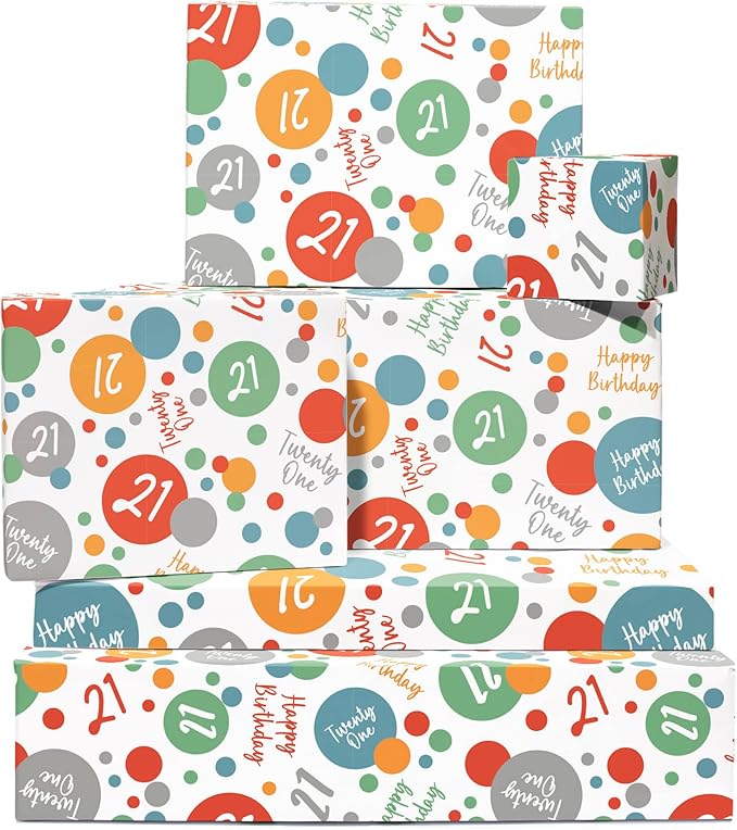 Amazon.com: CENTRAL 23 Happy Birthday Wrapping Paper for Men Women - 6 ...