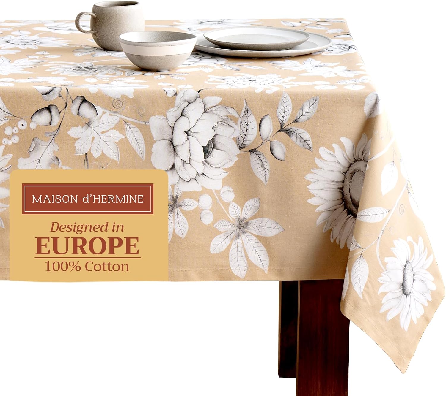 Amazon.com: Maison d' Hermine Table Cloth Rectangle Table 100% Cotton ...