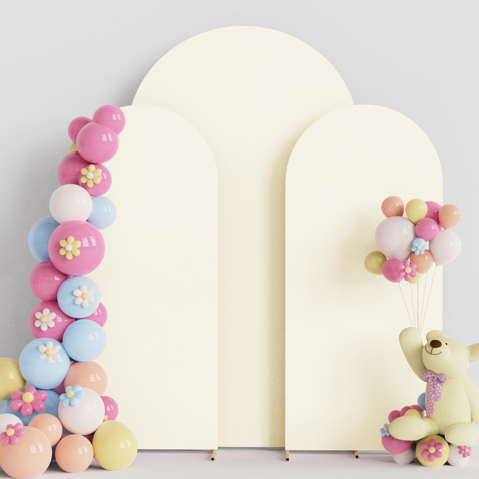 Amazon.com: Putros Ivory Wedding Arch Cover Set of 3 Spandex Fitted ...