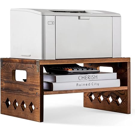 Becko Printer Stand with 2 Tier Storage Shelves Wood Printer Shelf ...