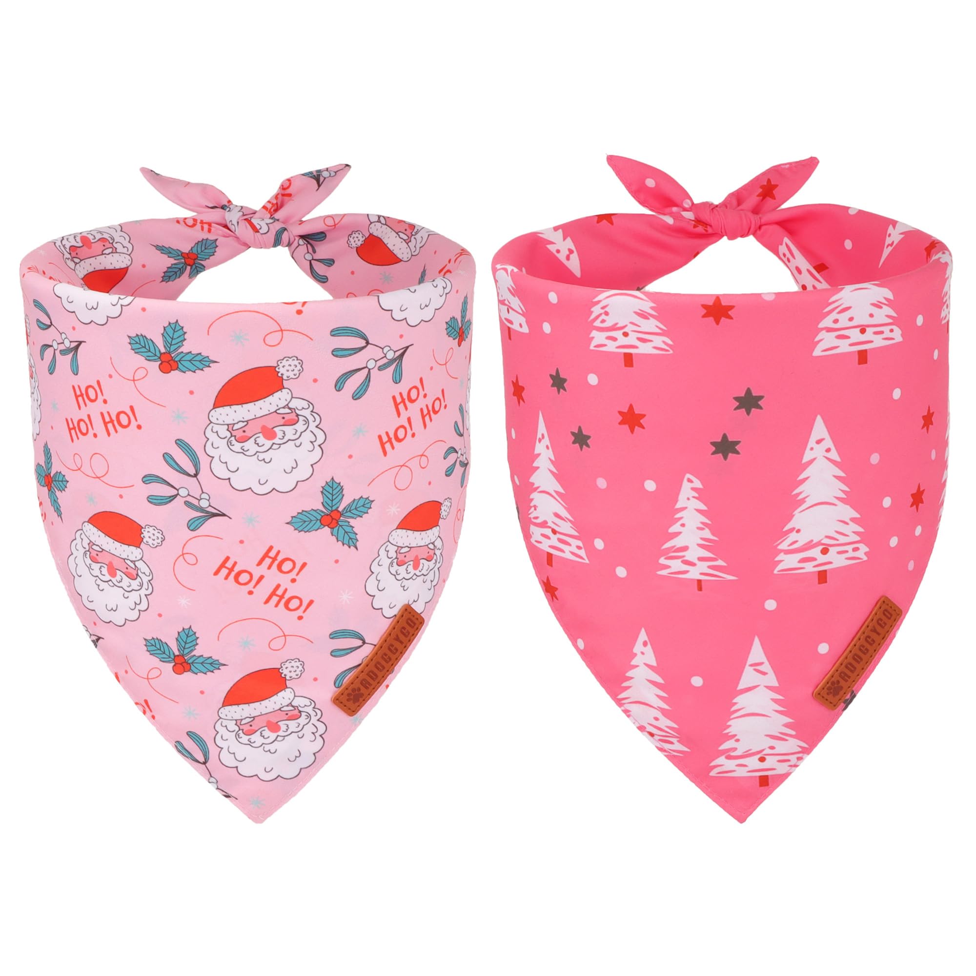 Amazon.com : ADOGGYGO Pink Christmas Dog Bandana, Santa Christmas Tree ...