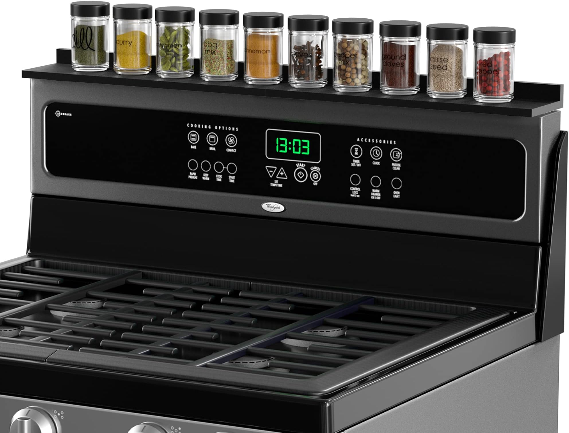 Amazon.com: Deep Sea Kitchen Storage Wooden Over the Stove Spice Shelf ...