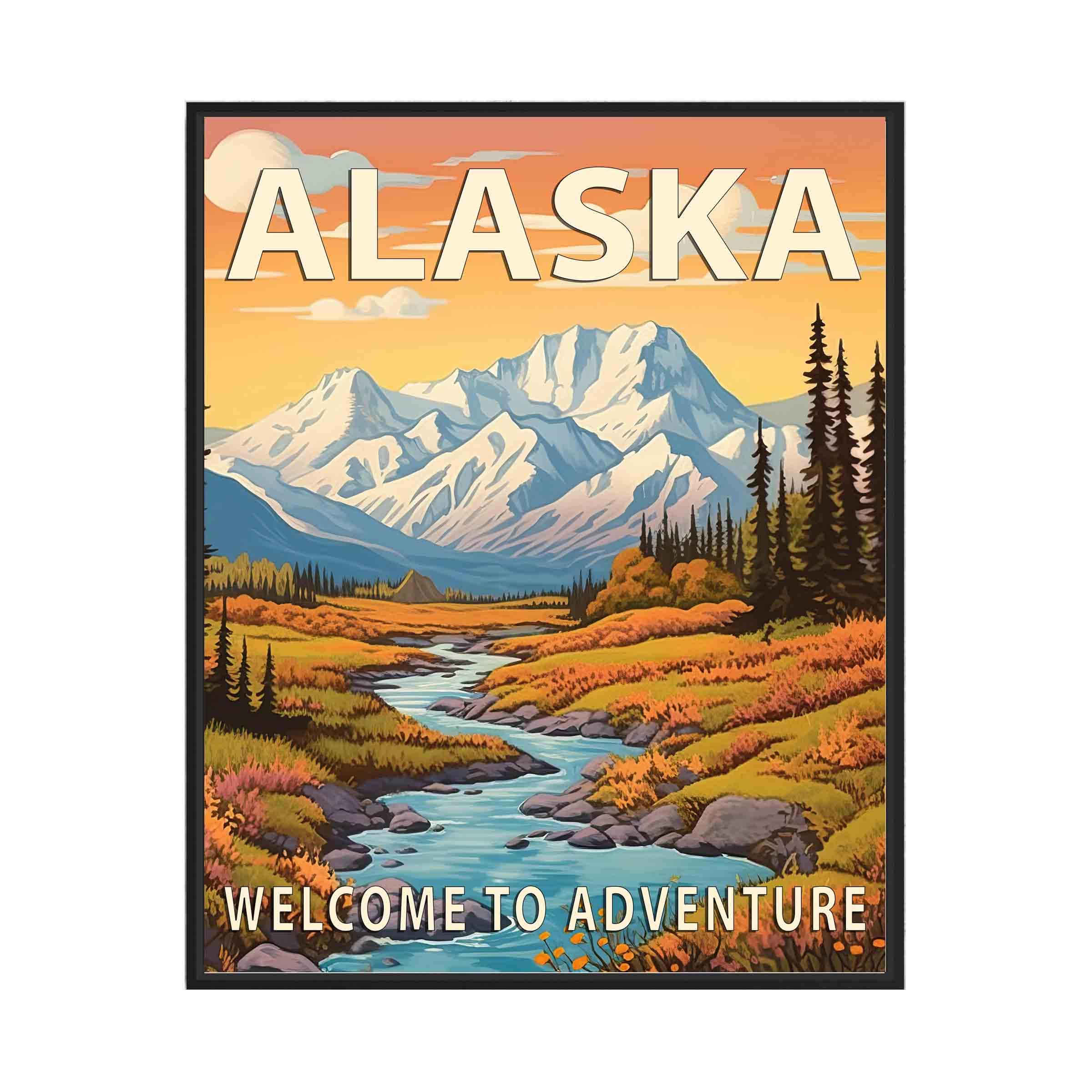 Amazon.com: Alaska Poster Art Print, Retro States Landscape Wall art ...