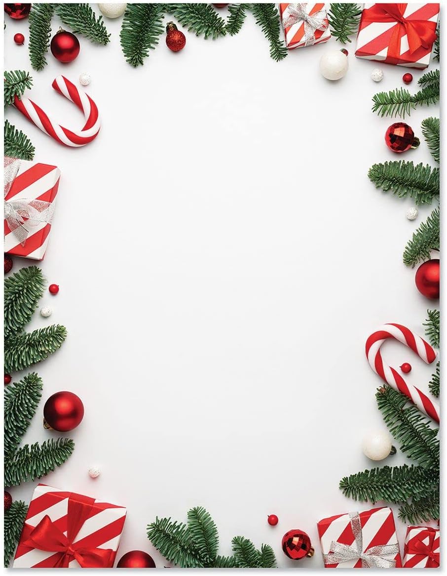 Amazon.com : Rural Festive Pine Christmas Letter Papers - Set of 25 ...