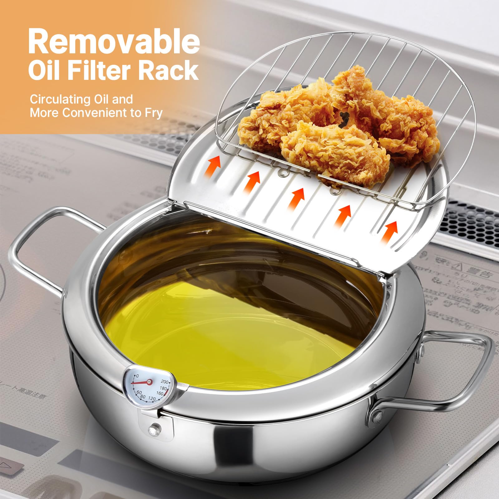 Snapklik.com : LEPO Deep Fryer Pot, 34L Japanese Tempura Deep Fryer Pot ...