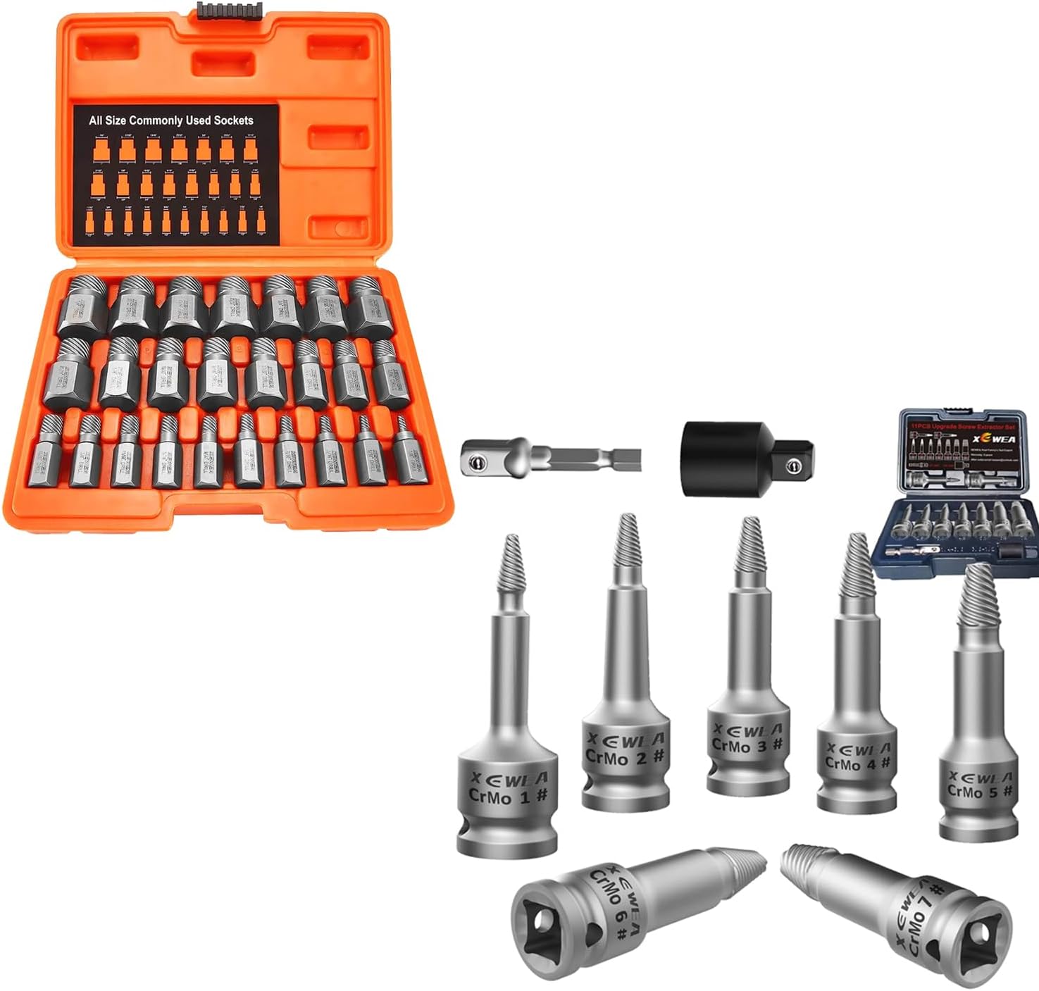 XEWEA 25PCS Hex Head Screw Extractor Set + 11PCS Upgrade 3/8" Inch ...