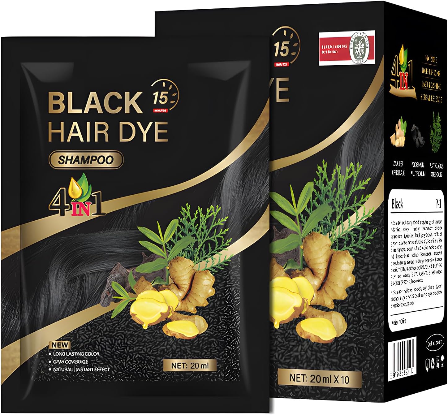 Amazon.com : BSY Noni Black Hair Magic Shampoo - Natural 5 Mins Ammonia ...