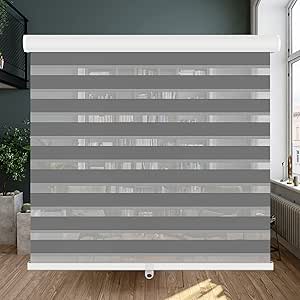 LUCKUP Cordless Zebra Blinds Roller Shades for Window-Dual Layer Sheer Blinds Light Control with ...