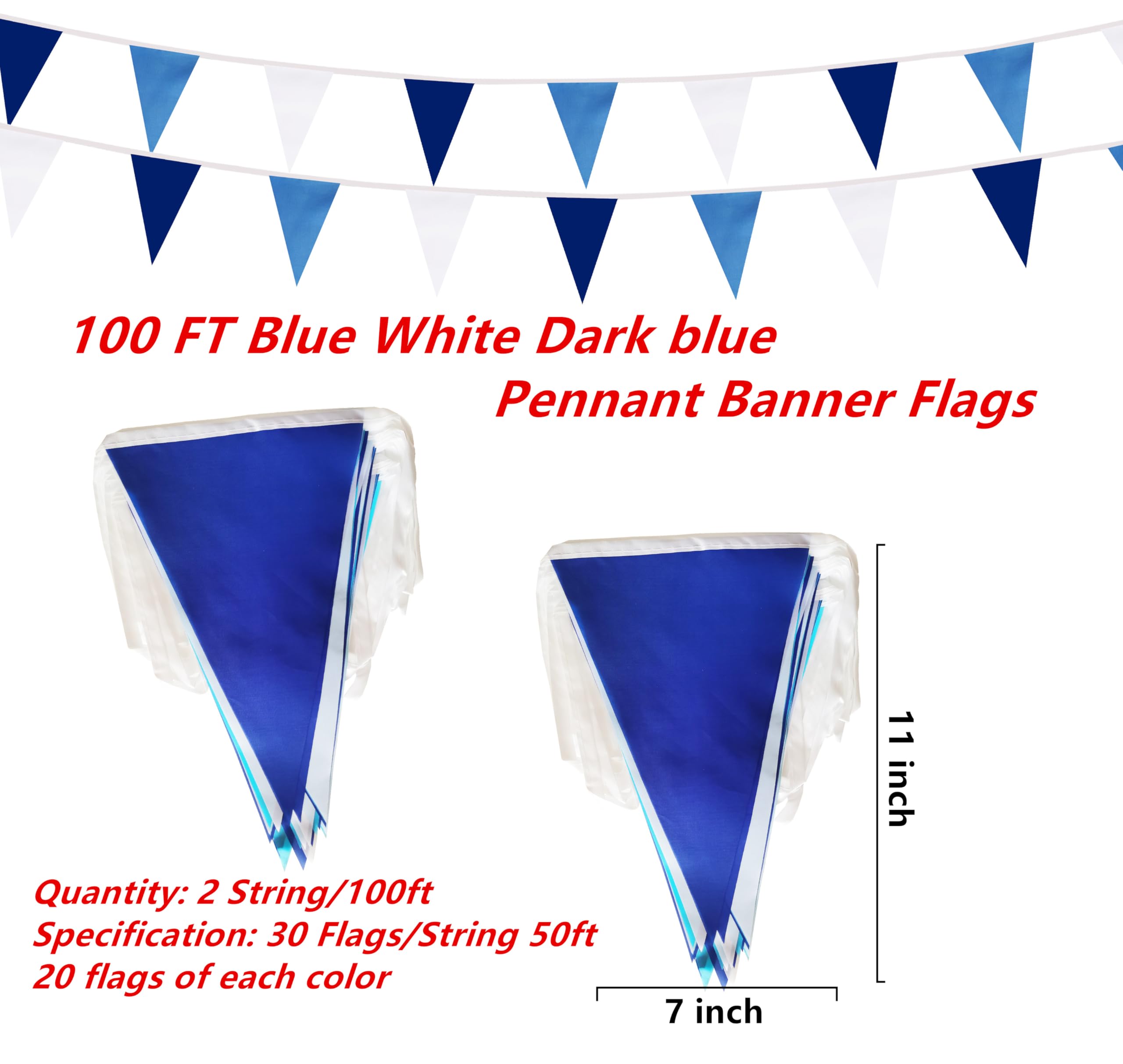 Blue And White Streamers LoveVC 100 Feet Blue White String Pennant ...