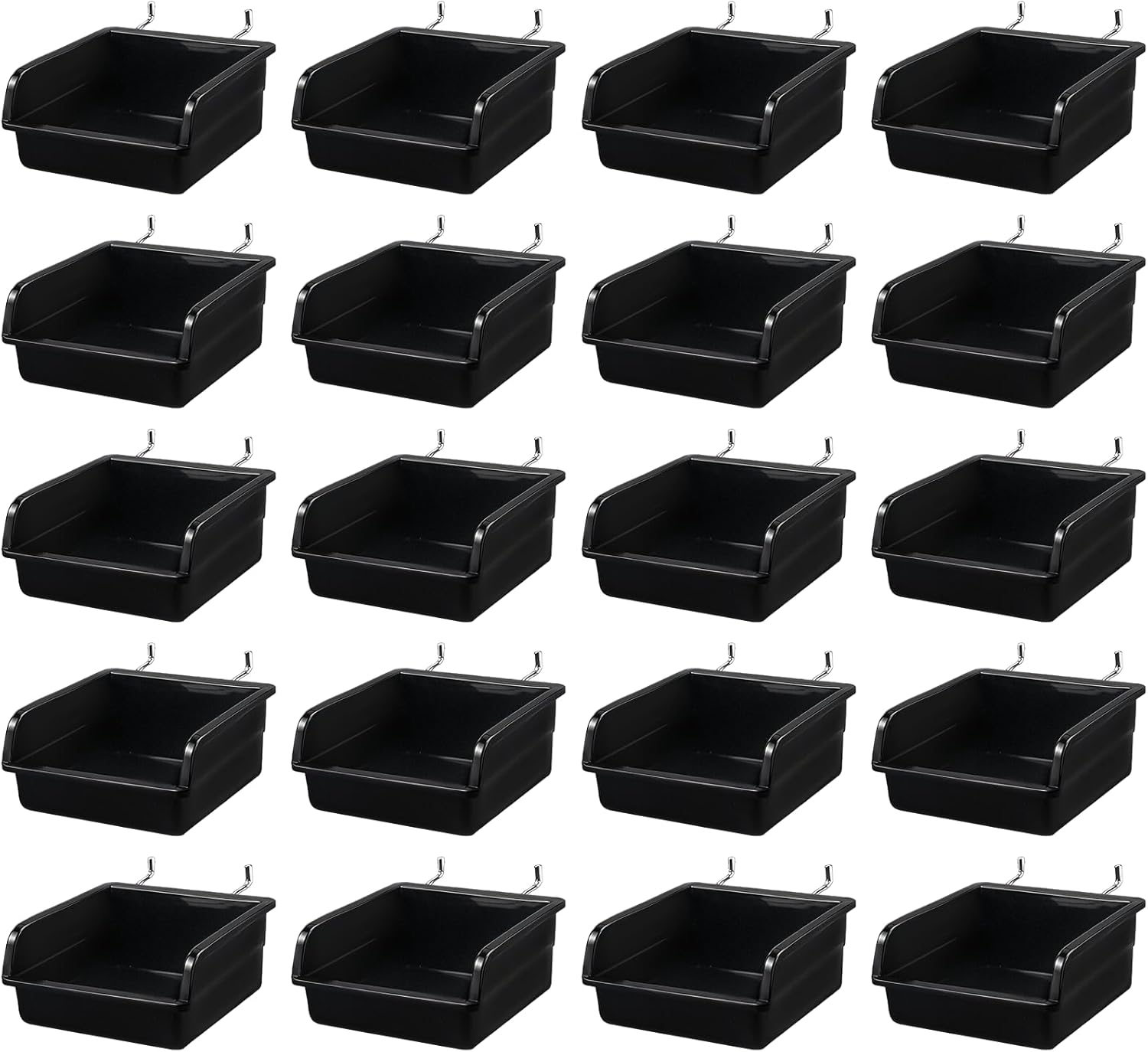 Amazon.com: 20 Pack Pegboard Bins With Metal Hooks, Black Pegboard ...