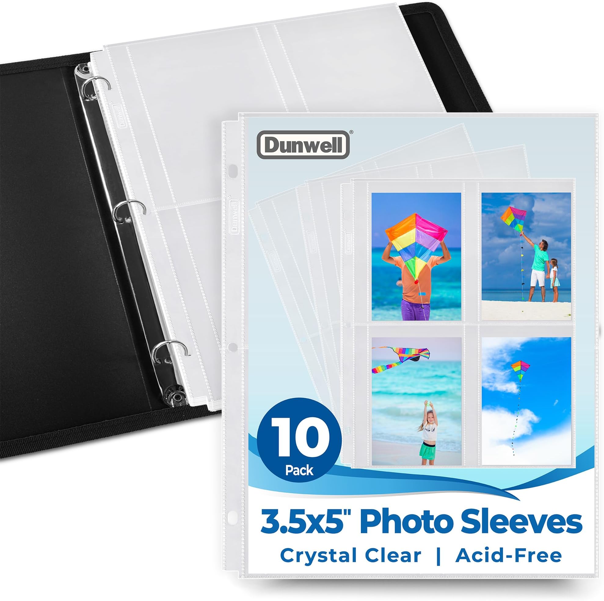 Dunwell Photo Sleeve Inserts - 3-Ring Binder Refills, Crystal Clear ...