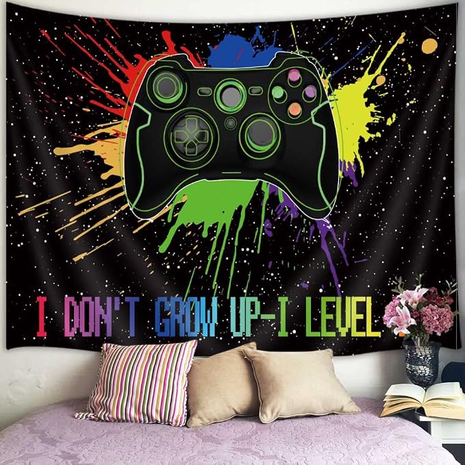 Amazon.com: Men's Gaming Tapestry Wall Hanging, Gamer Neon Sign Wall ...