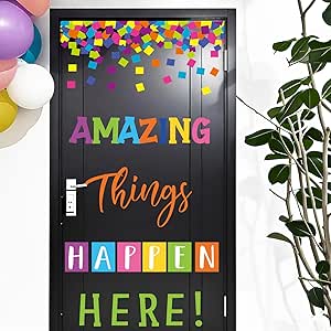 Amazon.com : Honoson Amazing Things Happen Here Classroom Door Decor ...